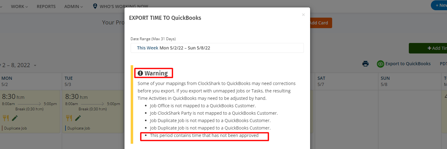 Can I Export Timesheets that Aren't Approved?